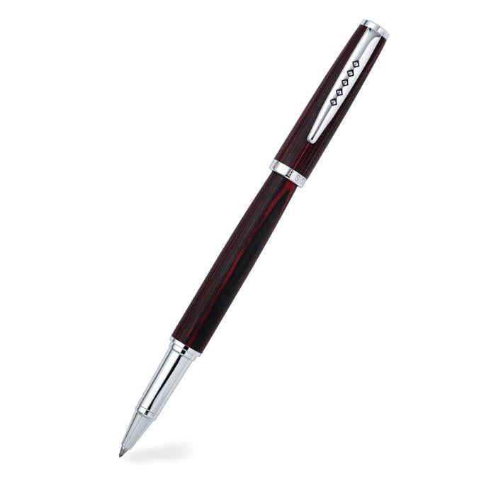 Edinburgh "Forth Bridge Red" Rollerball Pen - Wooden Barrel, Chrome Tr ...